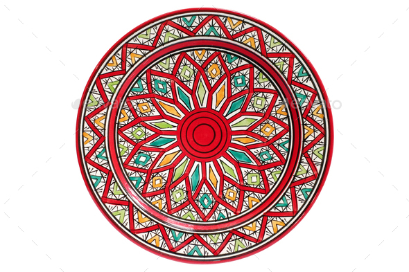 Ceramic moroccan plate with traditional design in beautiful colors ...