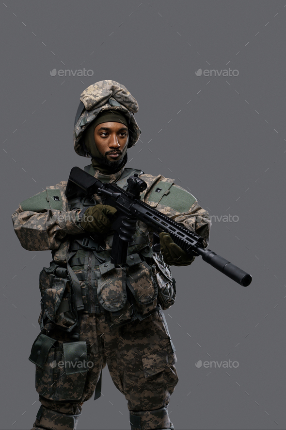 Dark skinned soldier in NATO uniform Stock Photo by fxquadro | PhotoDune