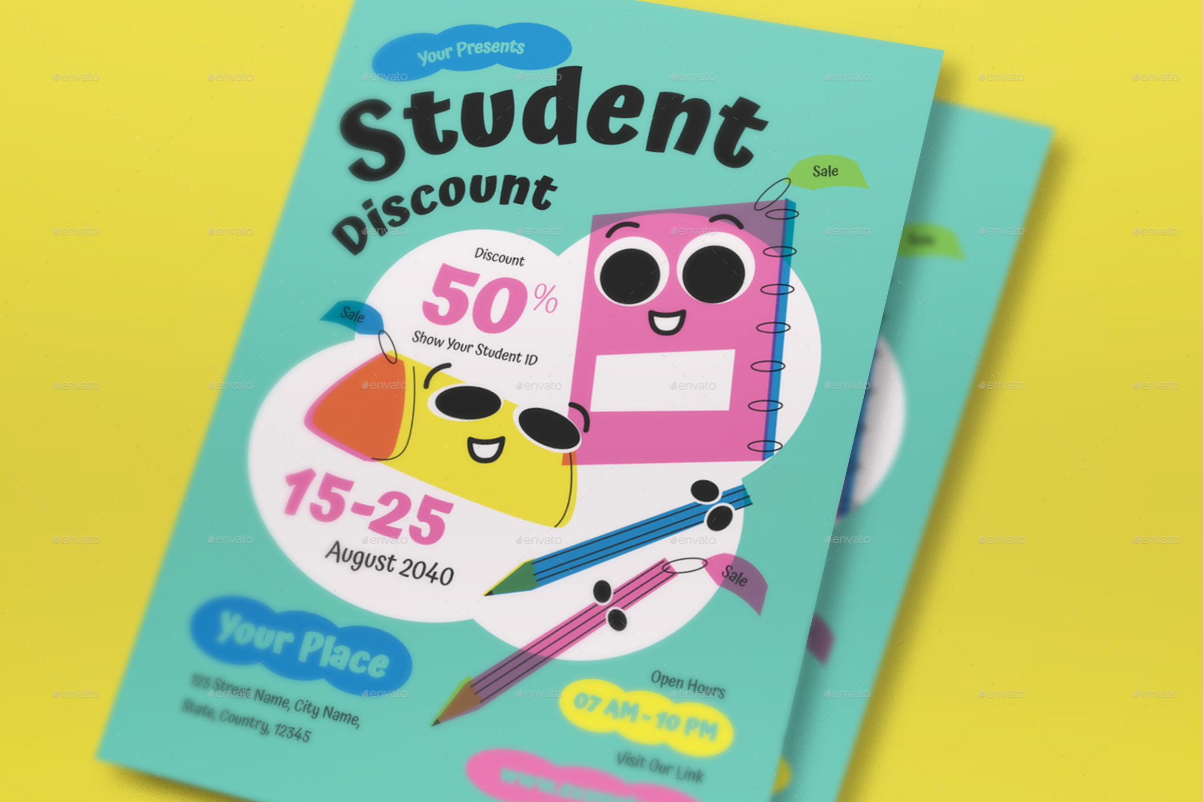 Tosca Doodle Student Discount Flyer Set, Print Templates | GraphicRiver