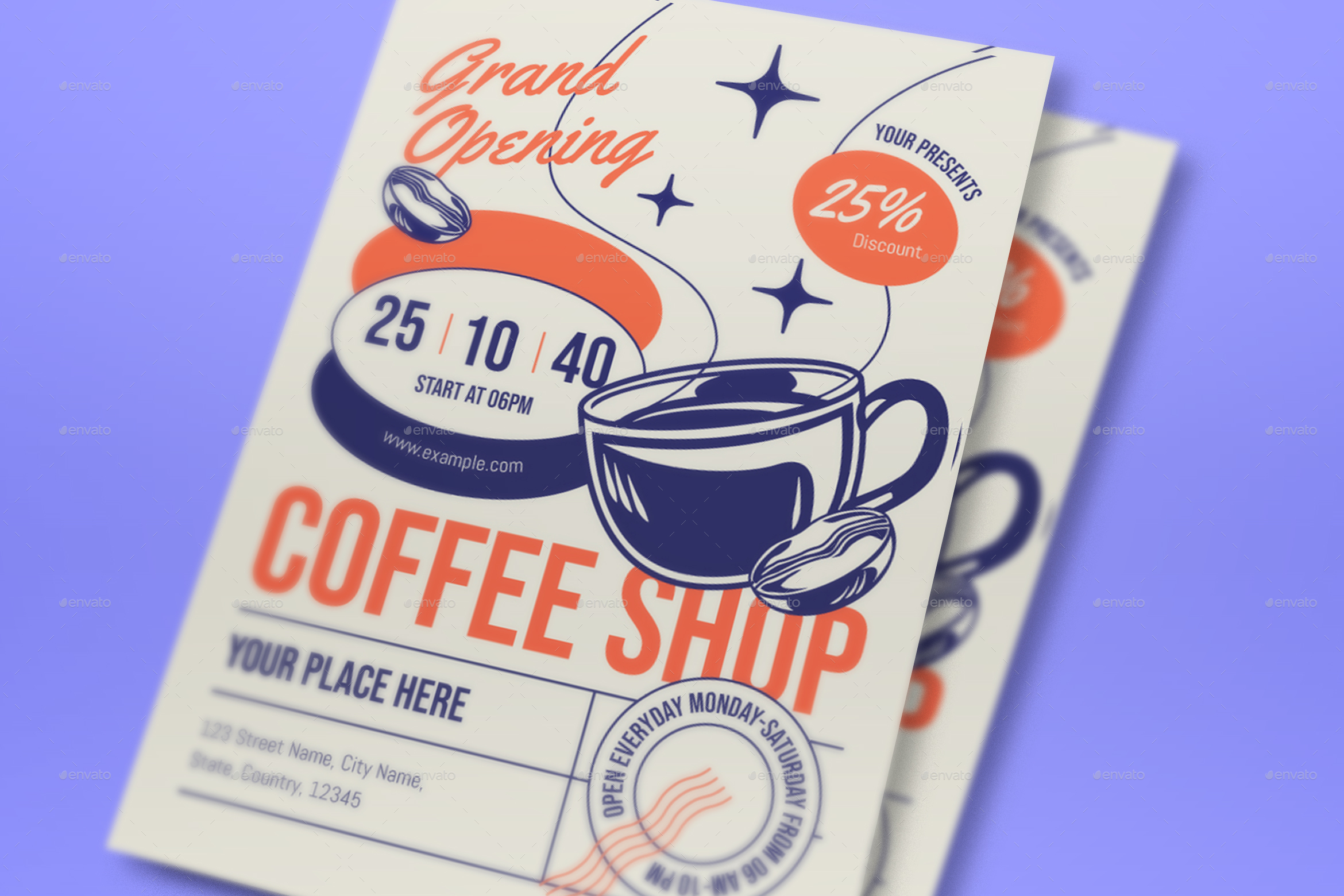 Blue Vintage Grand Opening Coffee Shop Flyer Se, Print Templates ...