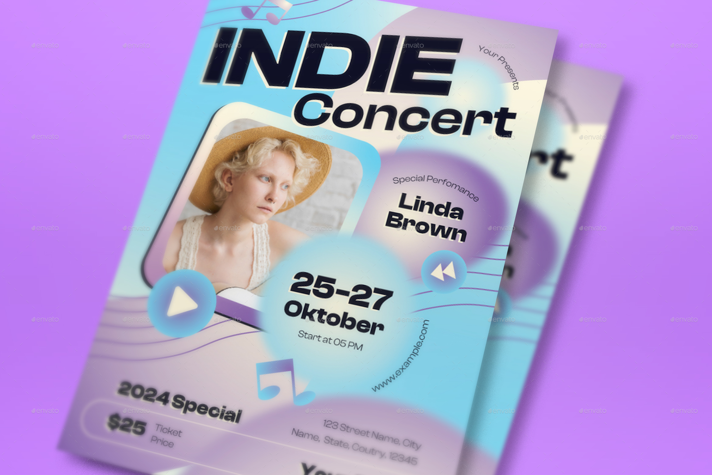 Blue Gradient Indie Concert Flyer Set, Print Templates | GraphicRiver