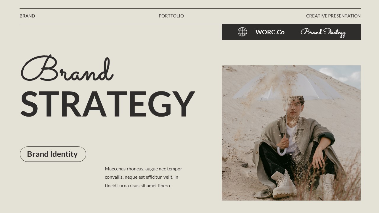 Worc (PPT) - Creative Tan Gray Brand Strategy, Presentation Templates