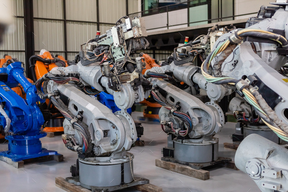 Robotic Arm assembly plant for industrial. Robotic machine industry ...