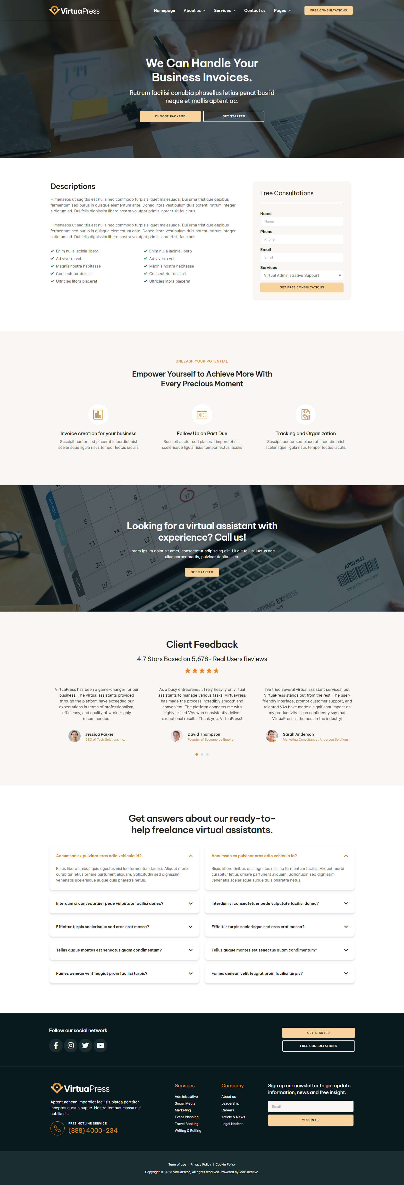 VirtuaPress - Virtual Assistant Service Elementor Template Kit by ...