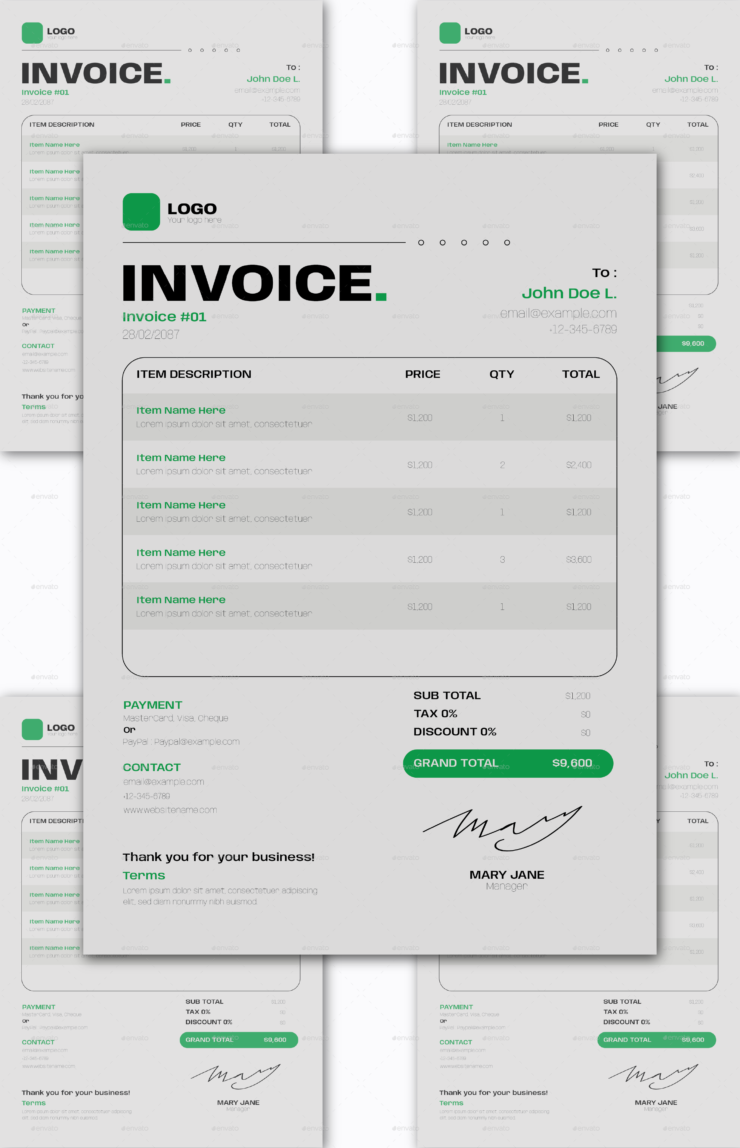 Minimalistic Invoice, Print Templates | GraphicRiver