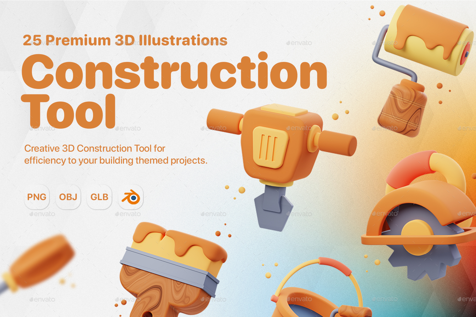 Construction Tools 3D Icon Pack, Icons | GraphicRiver