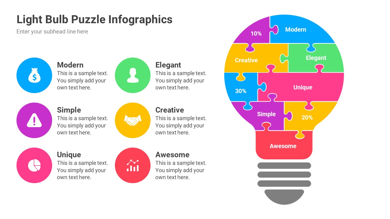 Light Bulb Infographics PowerPoint Template, Presentation Templates