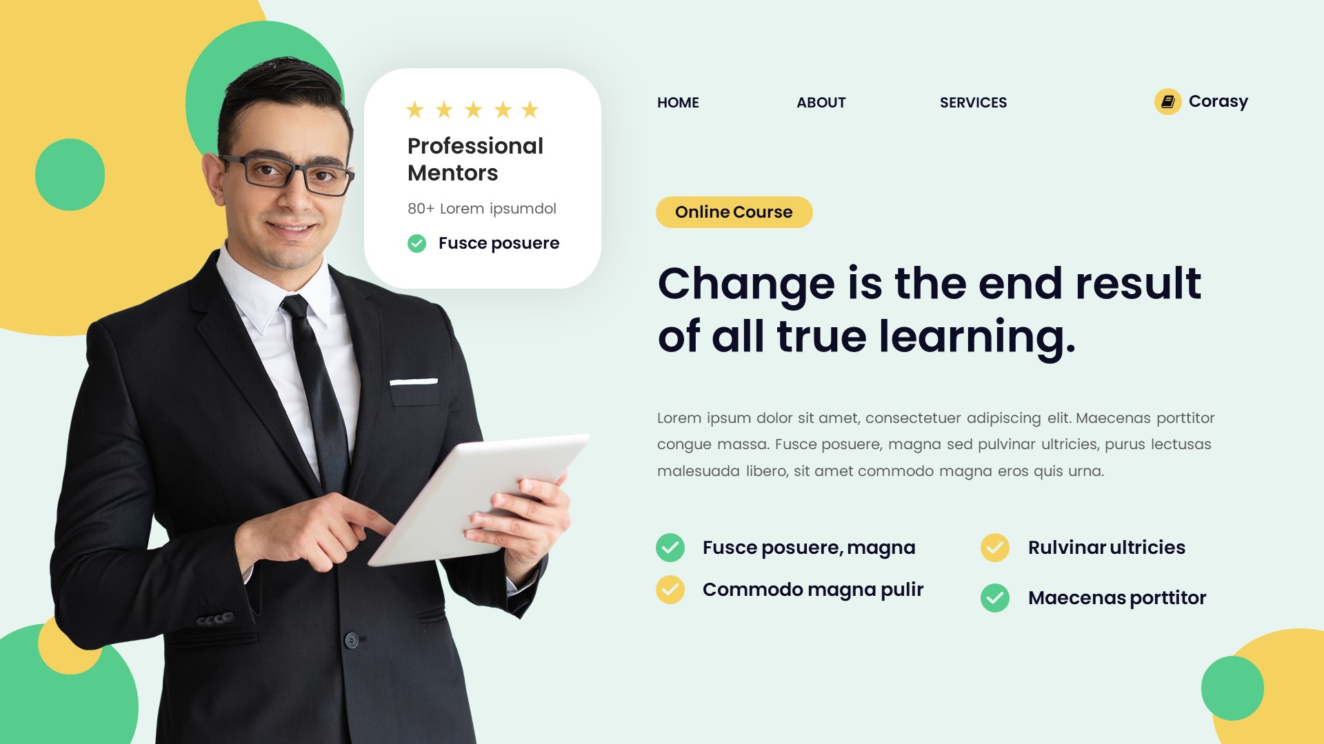 Corasy - Online Course Google Slides Template, Presentation Templates