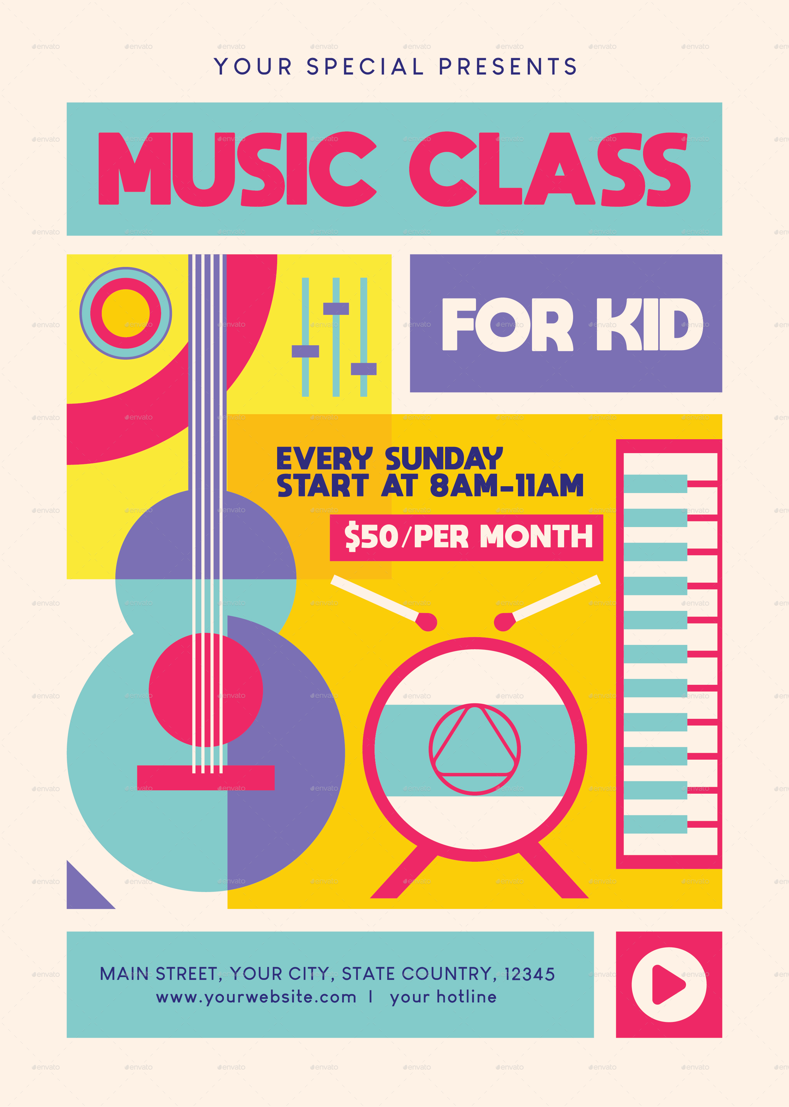 Kid Music Class Flyer, Print Templates | GraphicRiver