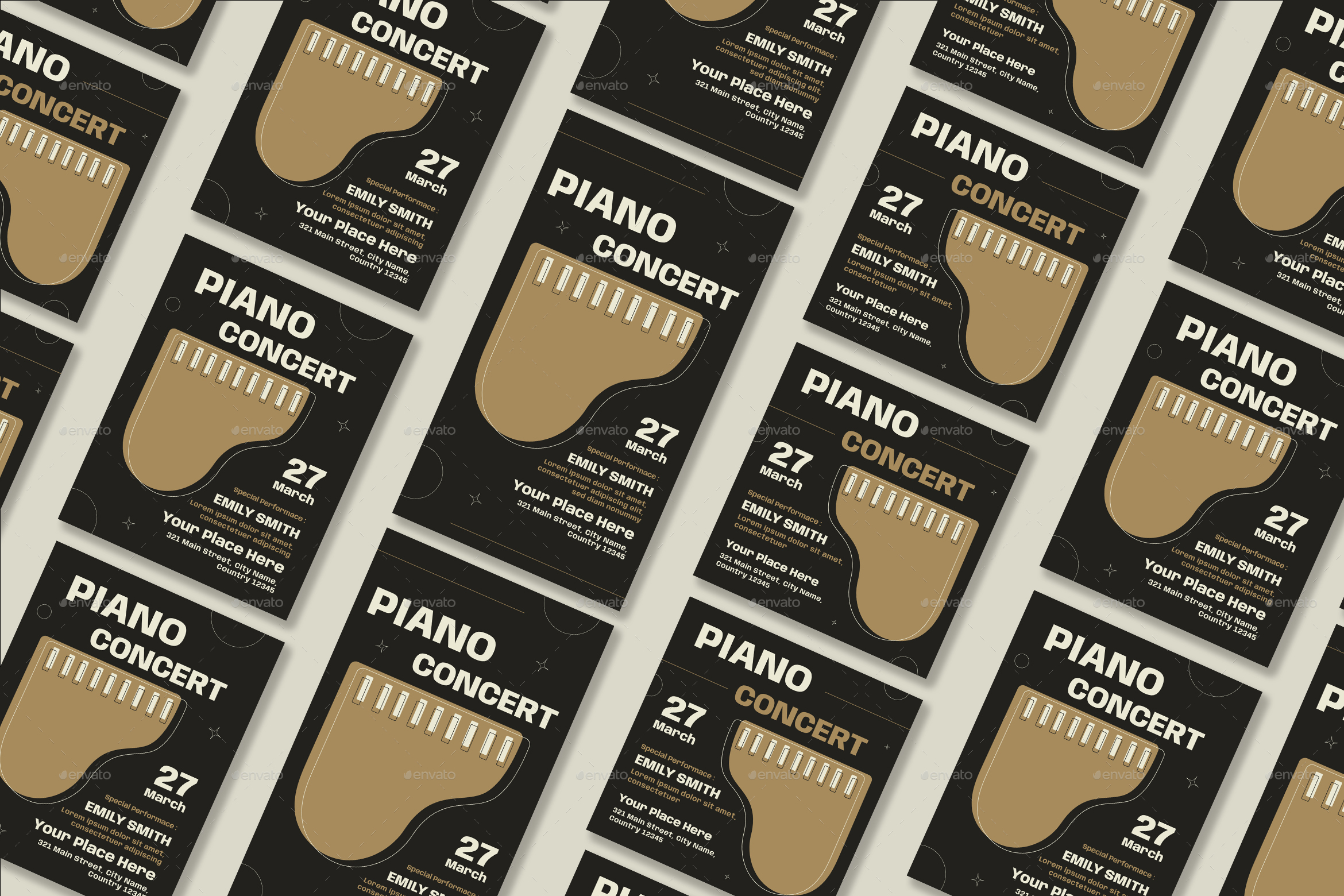 Piano Concert Flyer Set, Print Templates | GraphicRiver