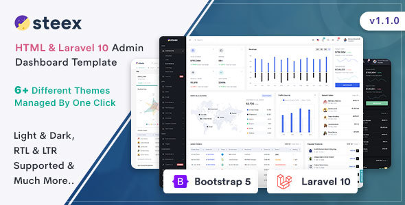Steex Html And Laravel Admin Dashboard Template By Themesbrand Themeforest