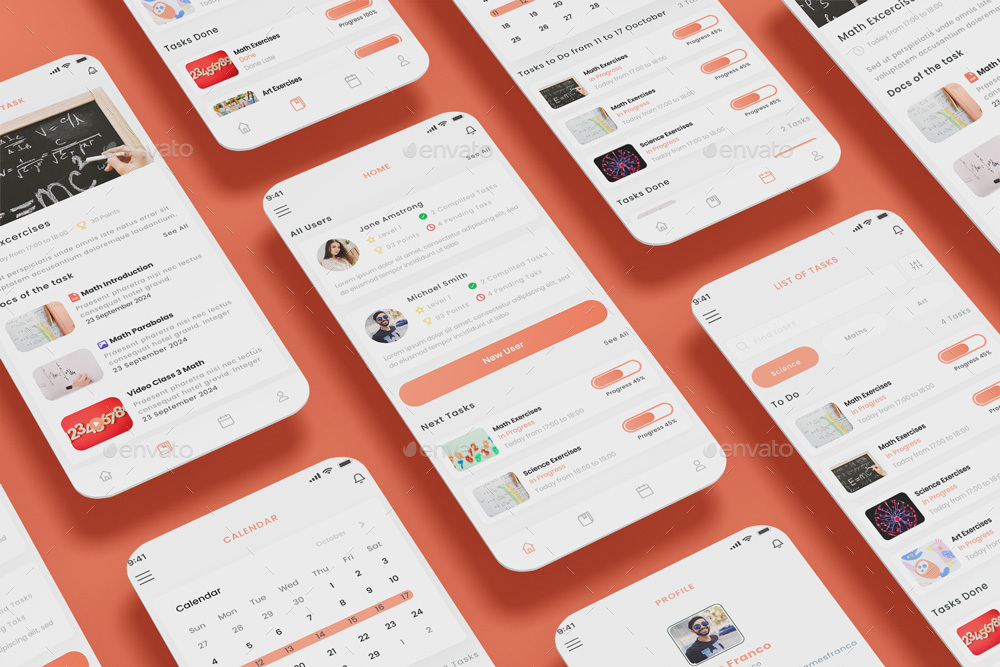 Kids Task Tracking, Math Exercises Child Chore App, Web Elements ...