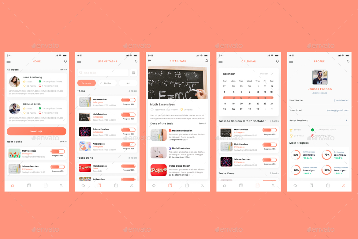 Kids Task Tracking, Math Exercises Child Chore App, Web Elements ...