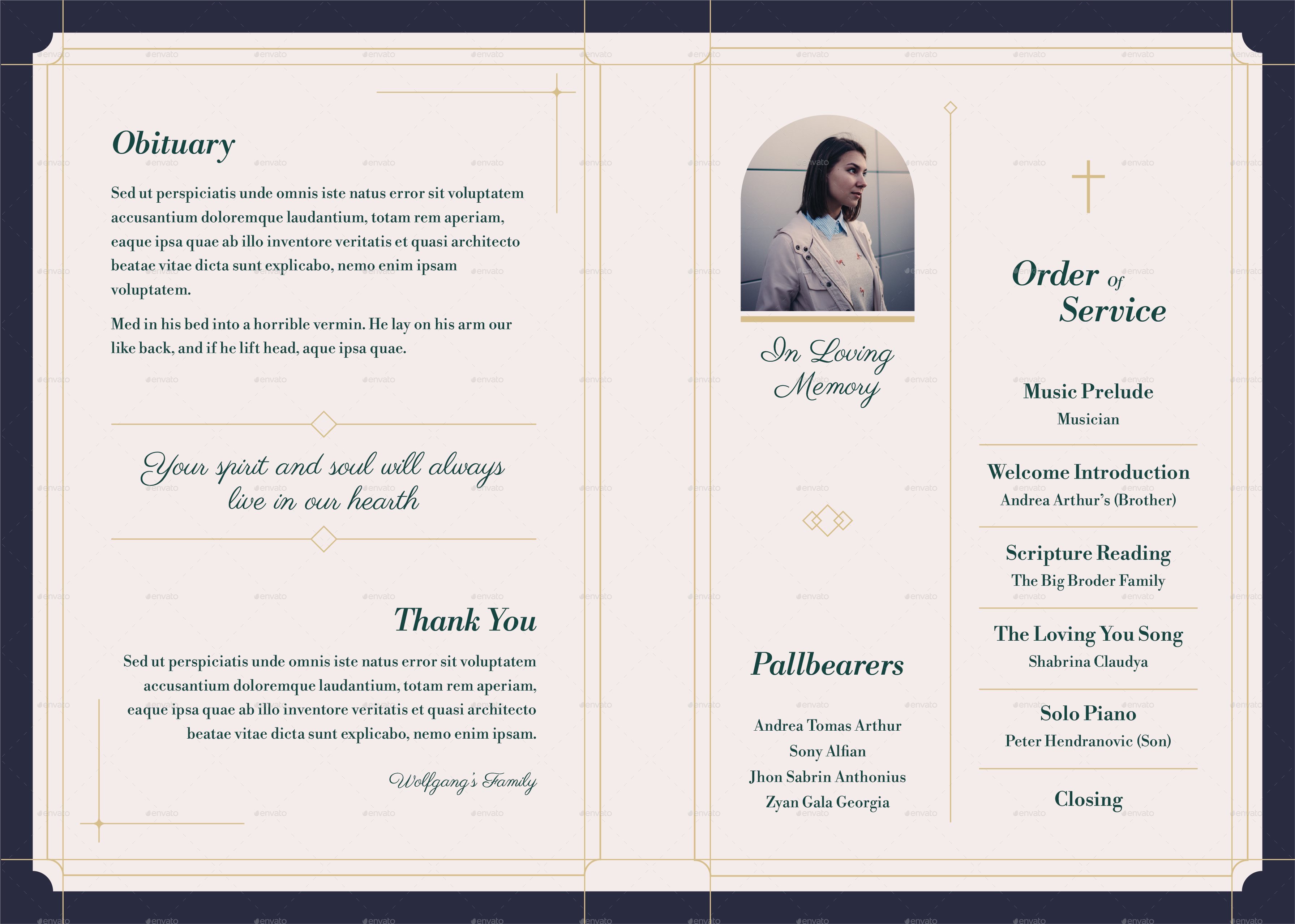 Elegant Framed Funeral Program, Print Templates | GraphicRiver