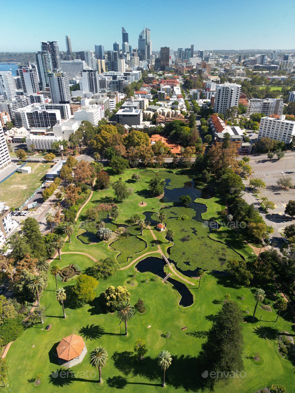 Aerial view of Queens Gardens in Perth, Western Australia. Stock Photo ...