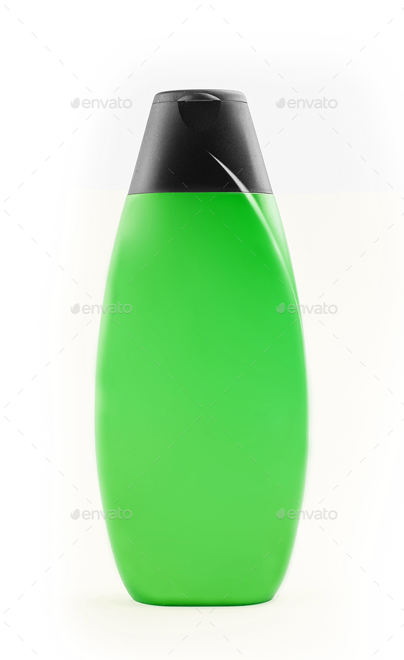 Green Shampoo Bottle isolated on white background Stock Photo by ...