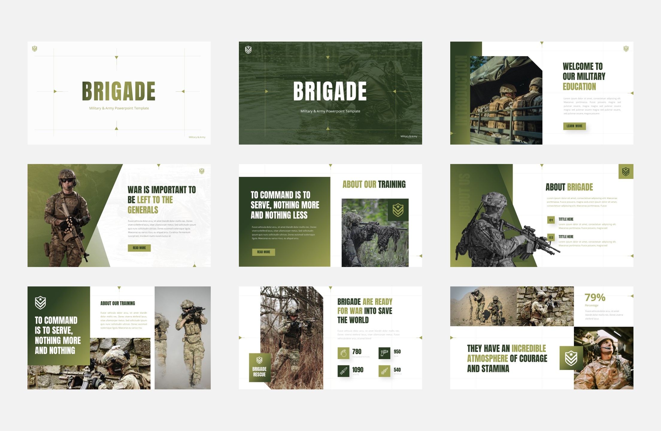 BRIGADE - Military and Army Powerpoint Template, Presentation Templates