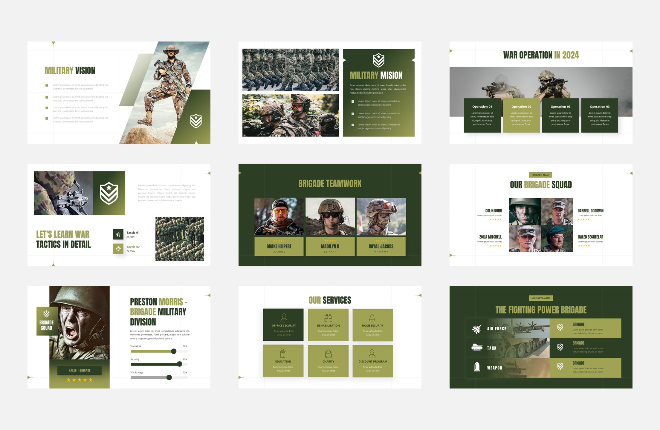 BRIGADE - Military and Army Powerpoint Template, Presentation Templates