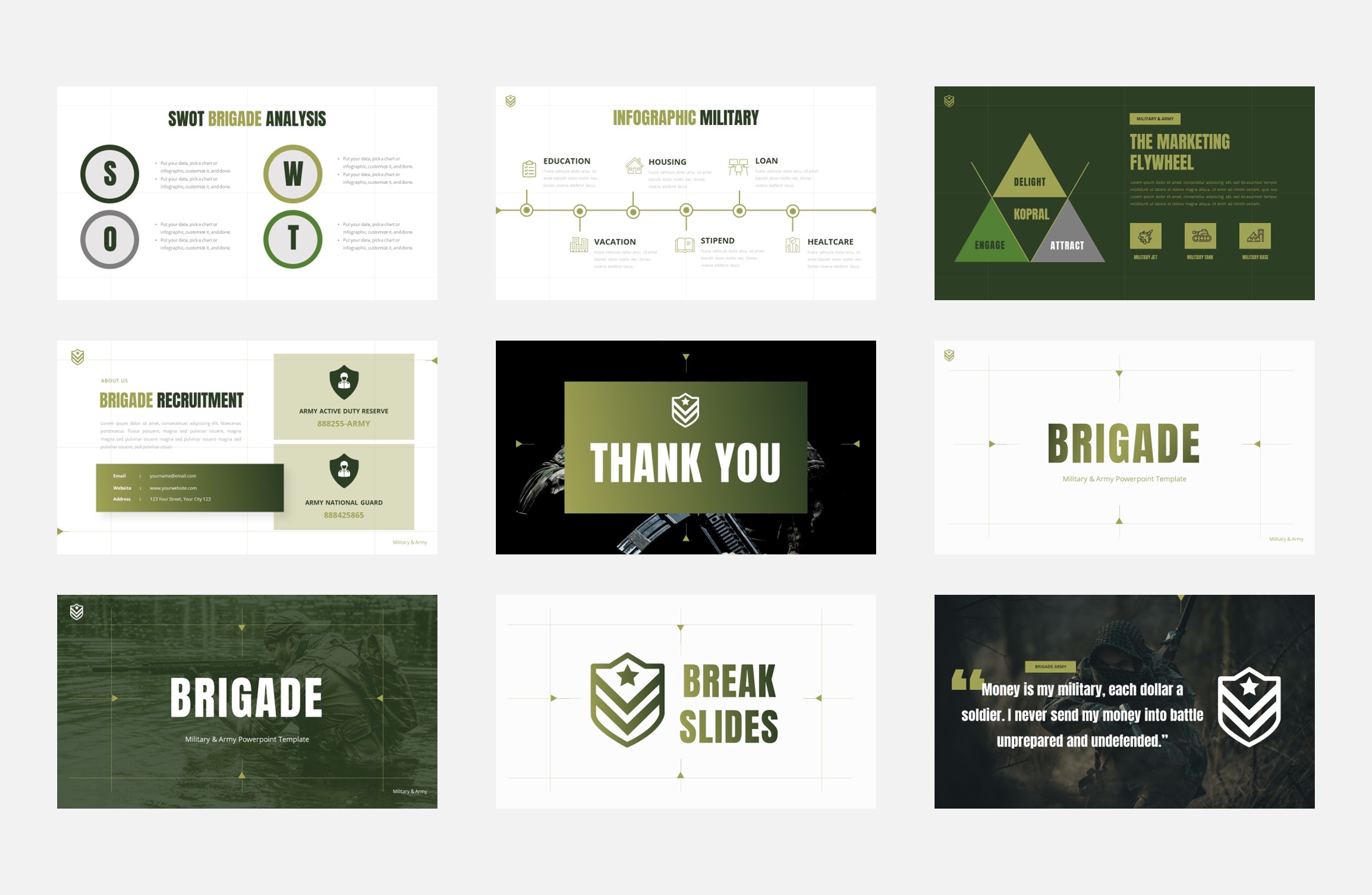 BRIGADE - Military & Army Keynote Template, Presentation Templates