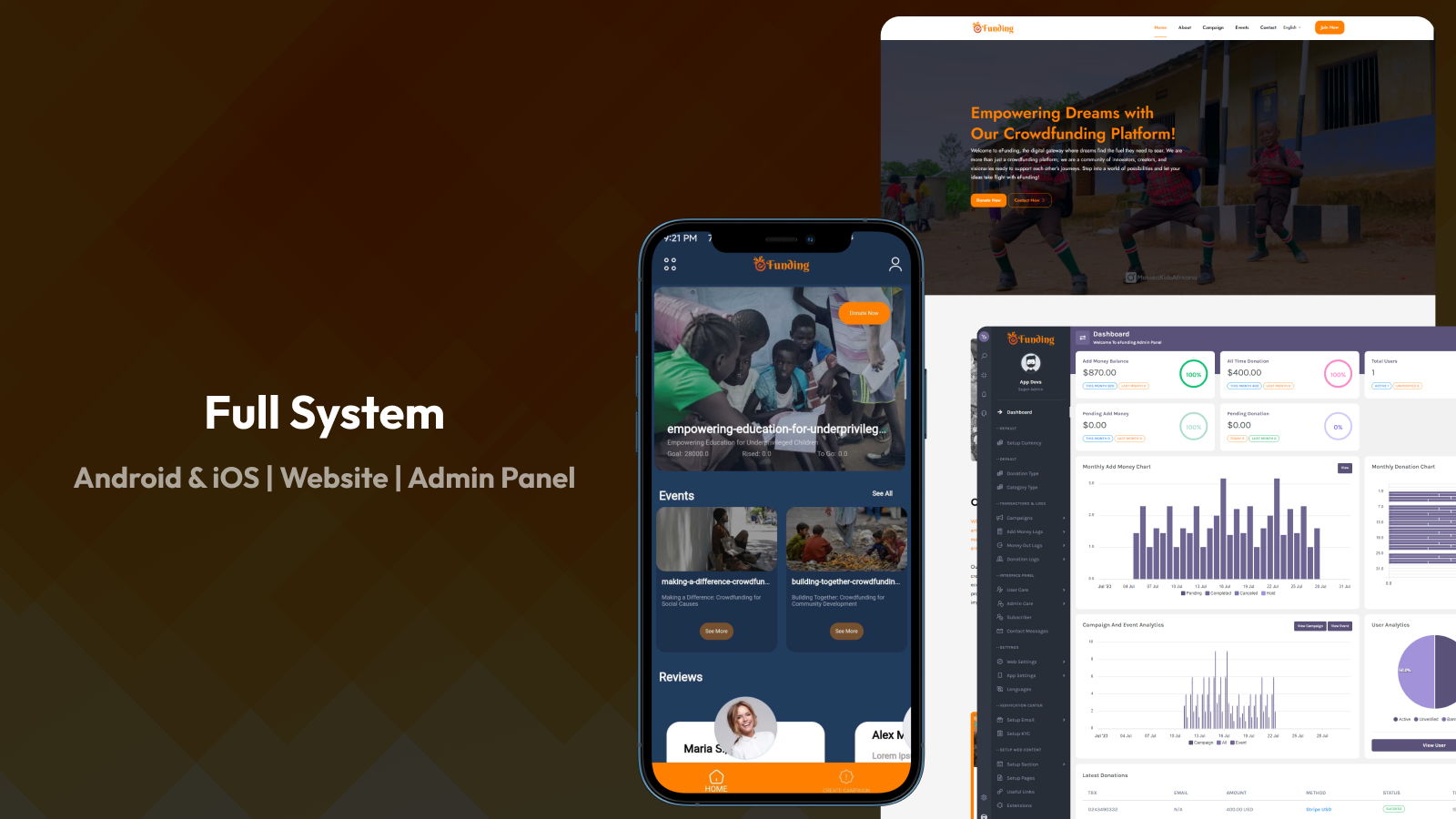 eFunding - Crowdfunding Platform Android and iOS App | Website | Admin Panel by AppDevsX