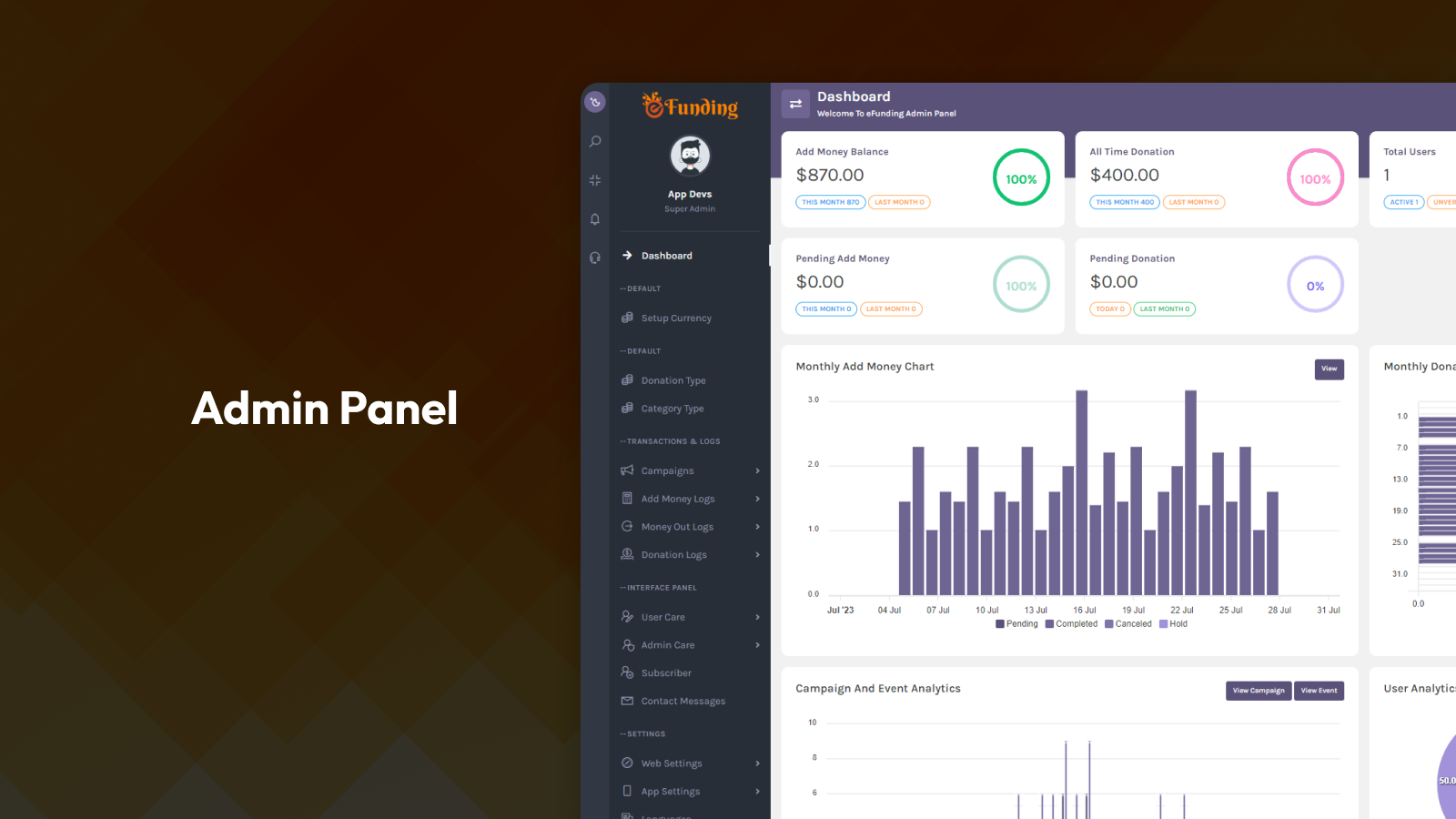 eFunding - Crowdfunding Platform Android and iOS App | Website | Admin Panel by AppDevsX