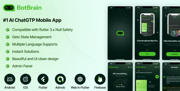 Botbrain – ChatGPT Flutter APP with InApp-purchase and admin panel | codecanyon