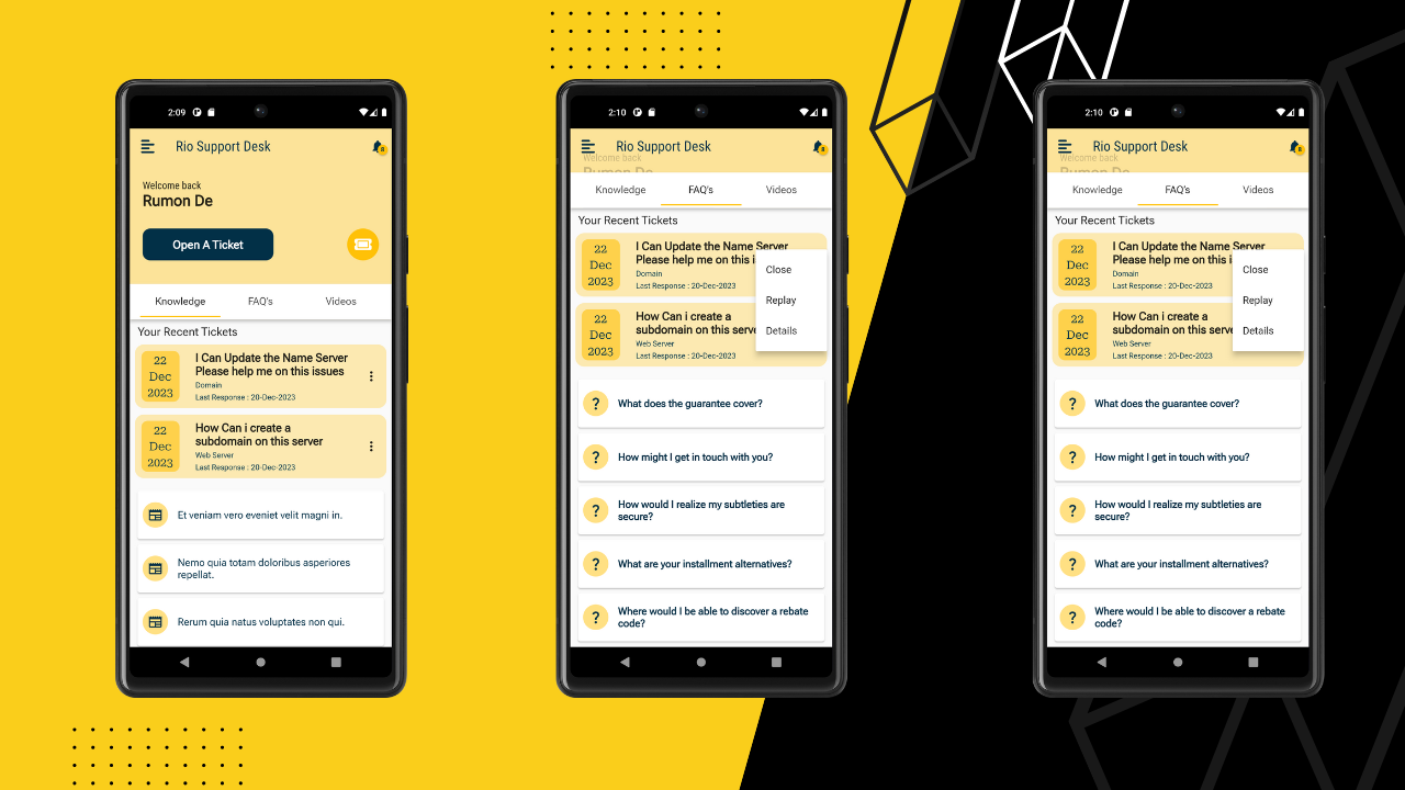 Rio Help Desk Ticketing Flutter App UI Template by 5leaf | CodeCanyon