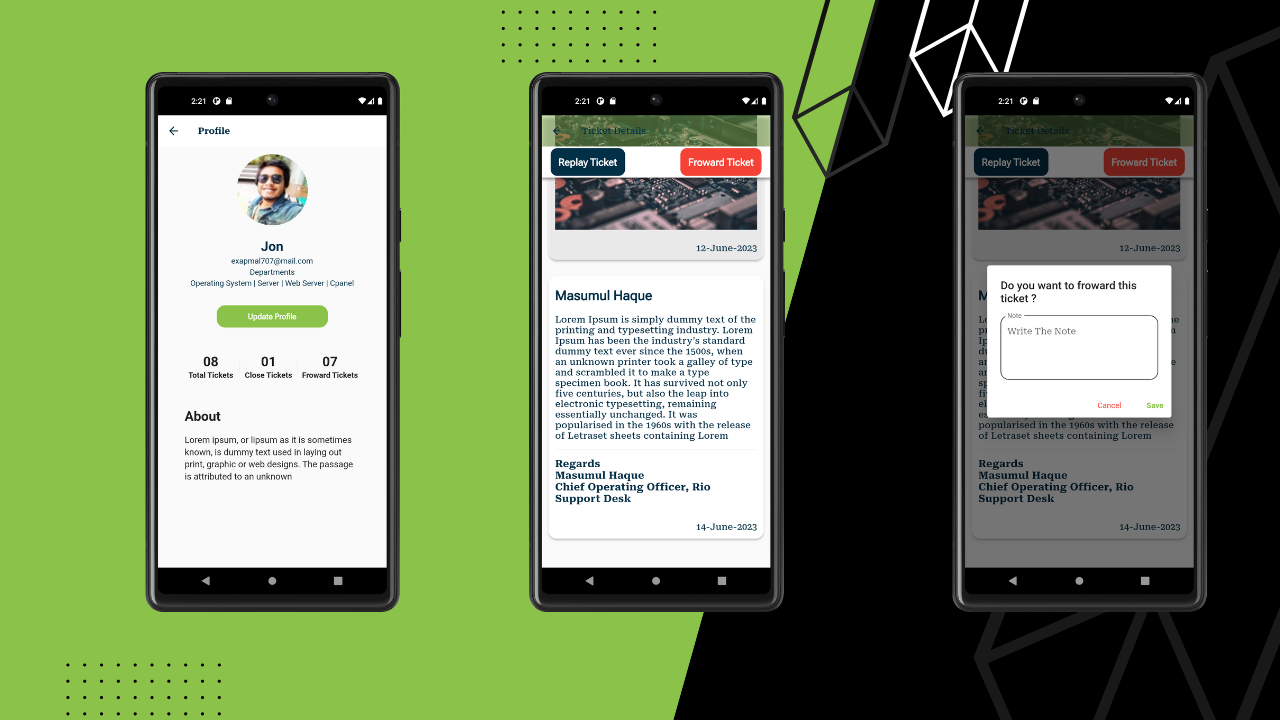 Rio Help Desk Ticketing Flutter App UI Template by 5leaf | CodeCanyon