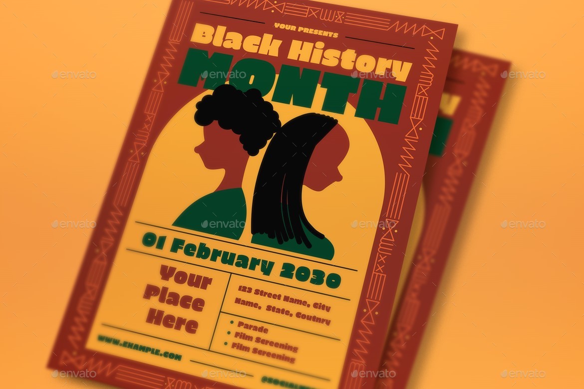 Brown Flat Design Black History Month Flyer Set, Print Templates ...