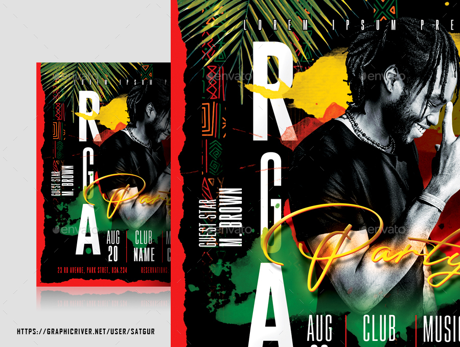 Reggae Party Flyer, Print Templates | GraphicRiver