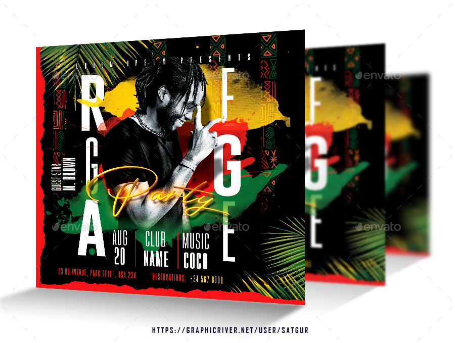 Reggae Party Flyer, Print Templates | GraphicRiver