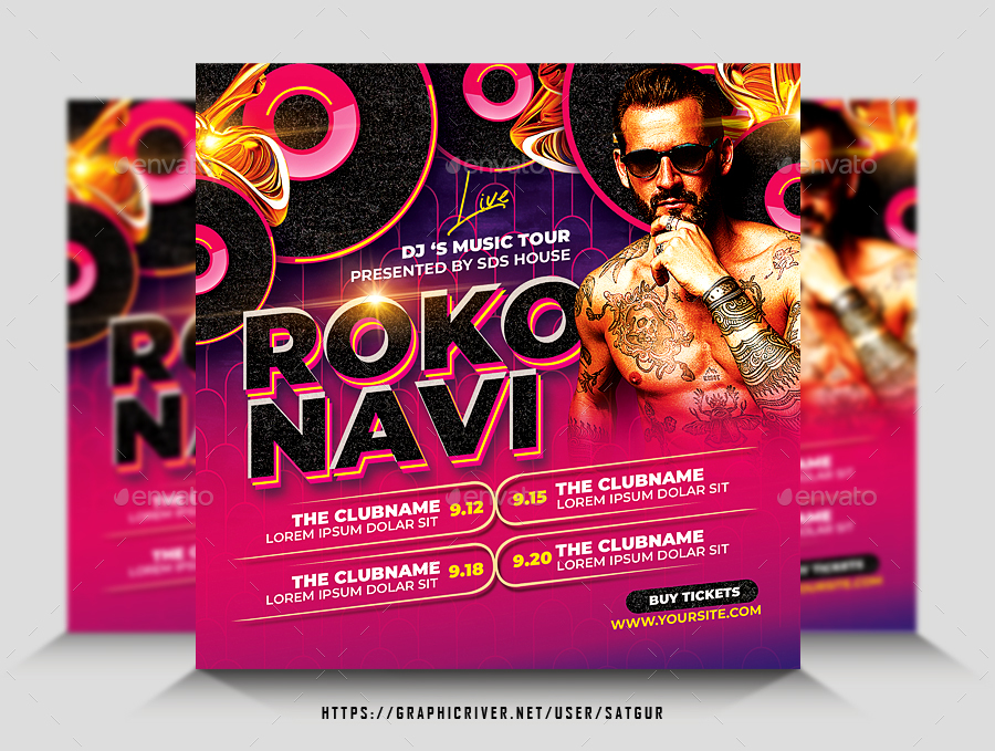 DJ Tour Dates Flyer Template, Print Templates | GraphicRiver