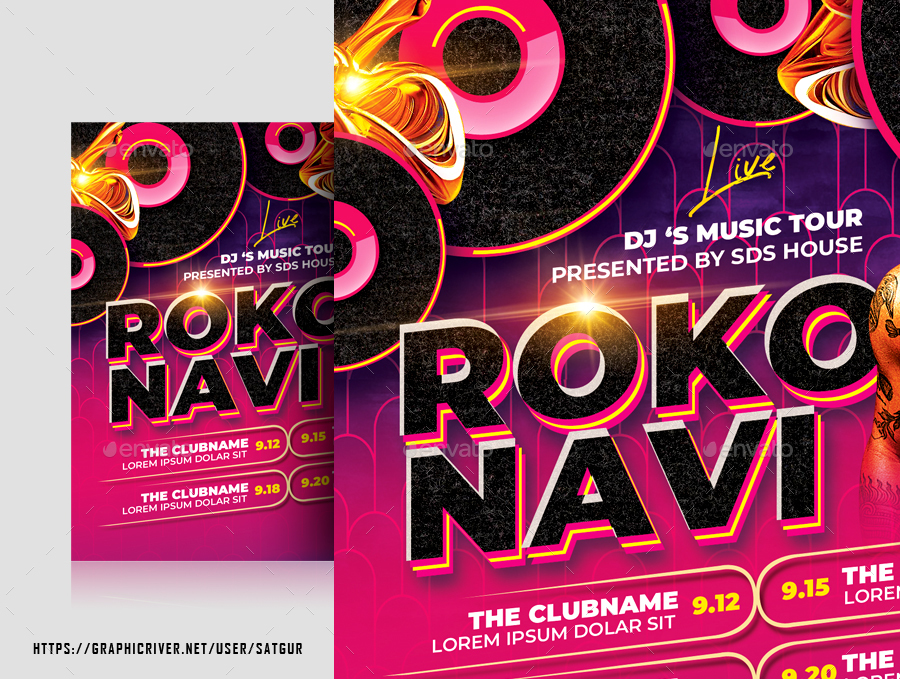 DJ Tour Dates Flyer Template, Print Templates | GraphicRiver