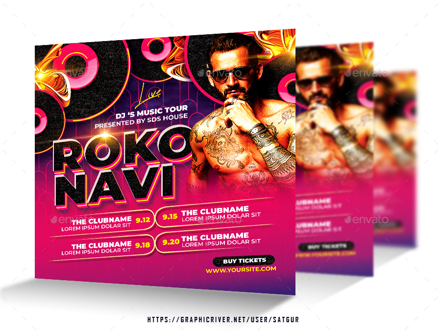 DJ Tour Dates Flyer Template, Print Templates | GraphicRiver