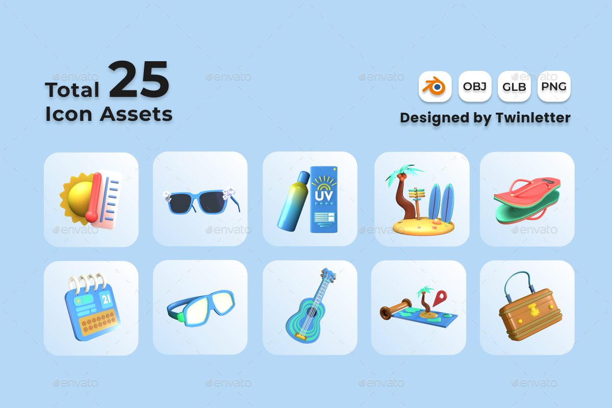 Summer 3D Icon Pack Vol 2, Graphics | GraphicRiver