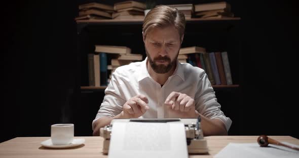 Bearded Writer Typing Indoors, Stock Footage | VideoHive