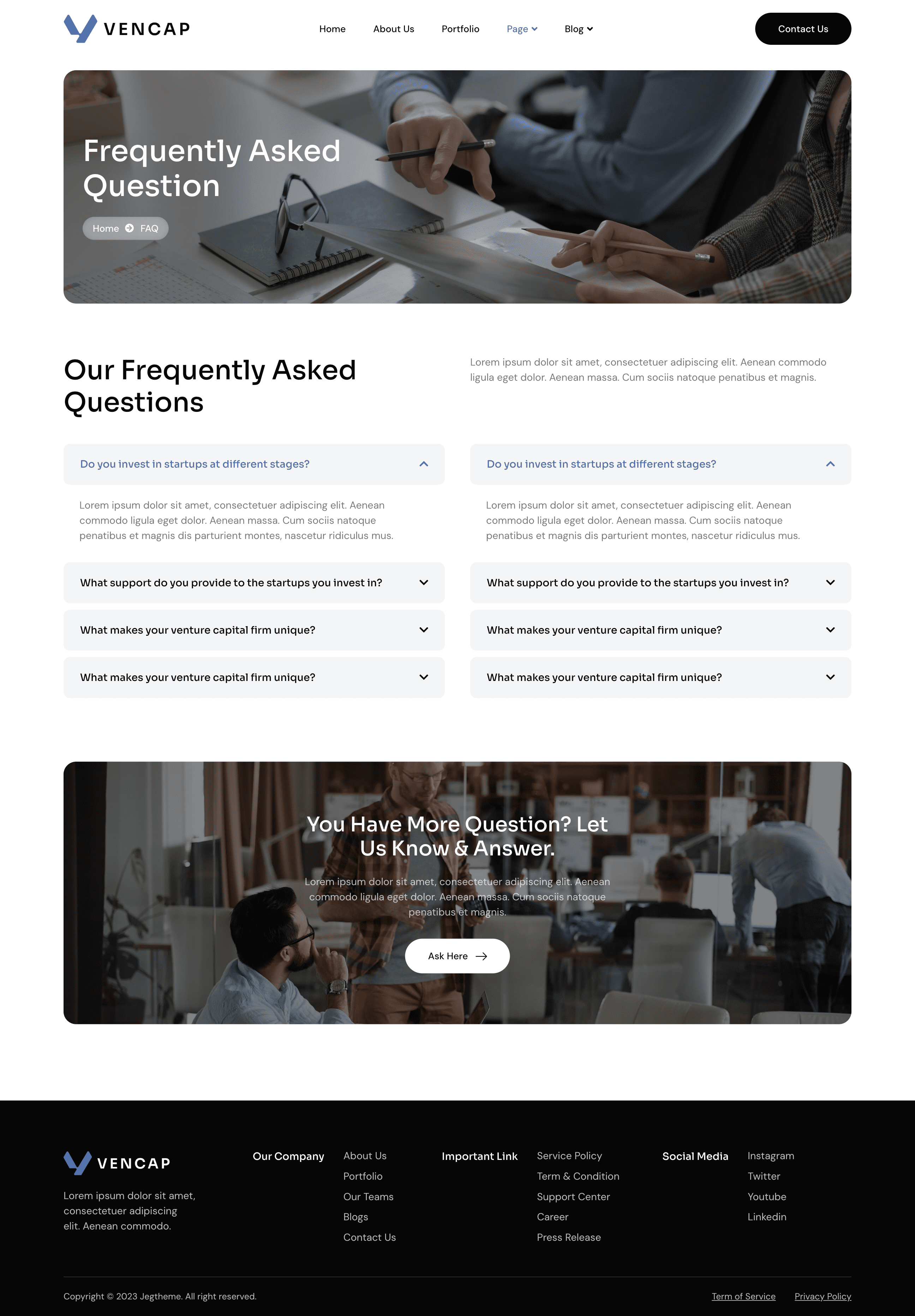 Vencap – Venture Capital & Investment Elementor Template Kit by jegtheme