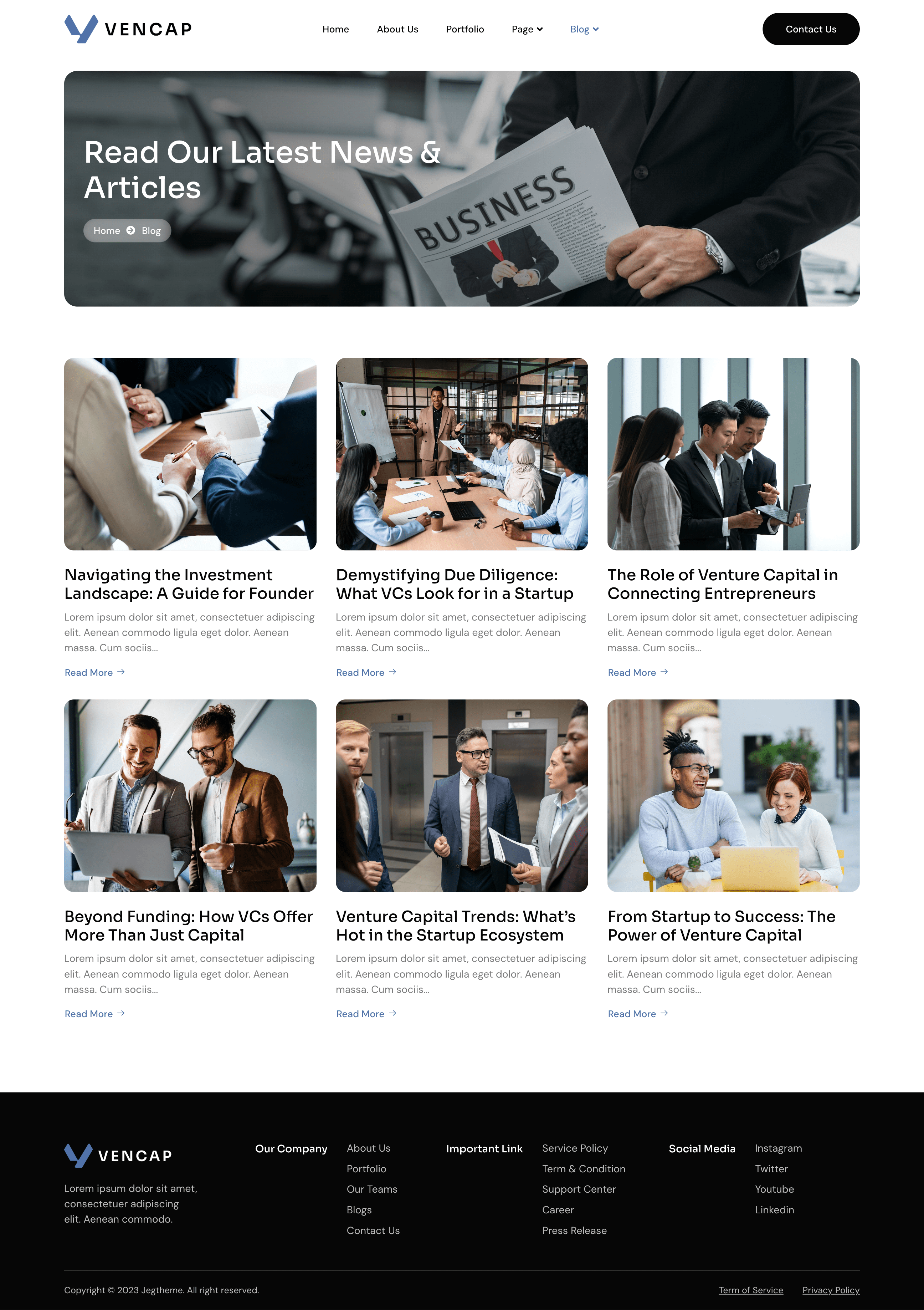 Vencap – Venture Capital & Investment Elementor Template Kit by jegtheme