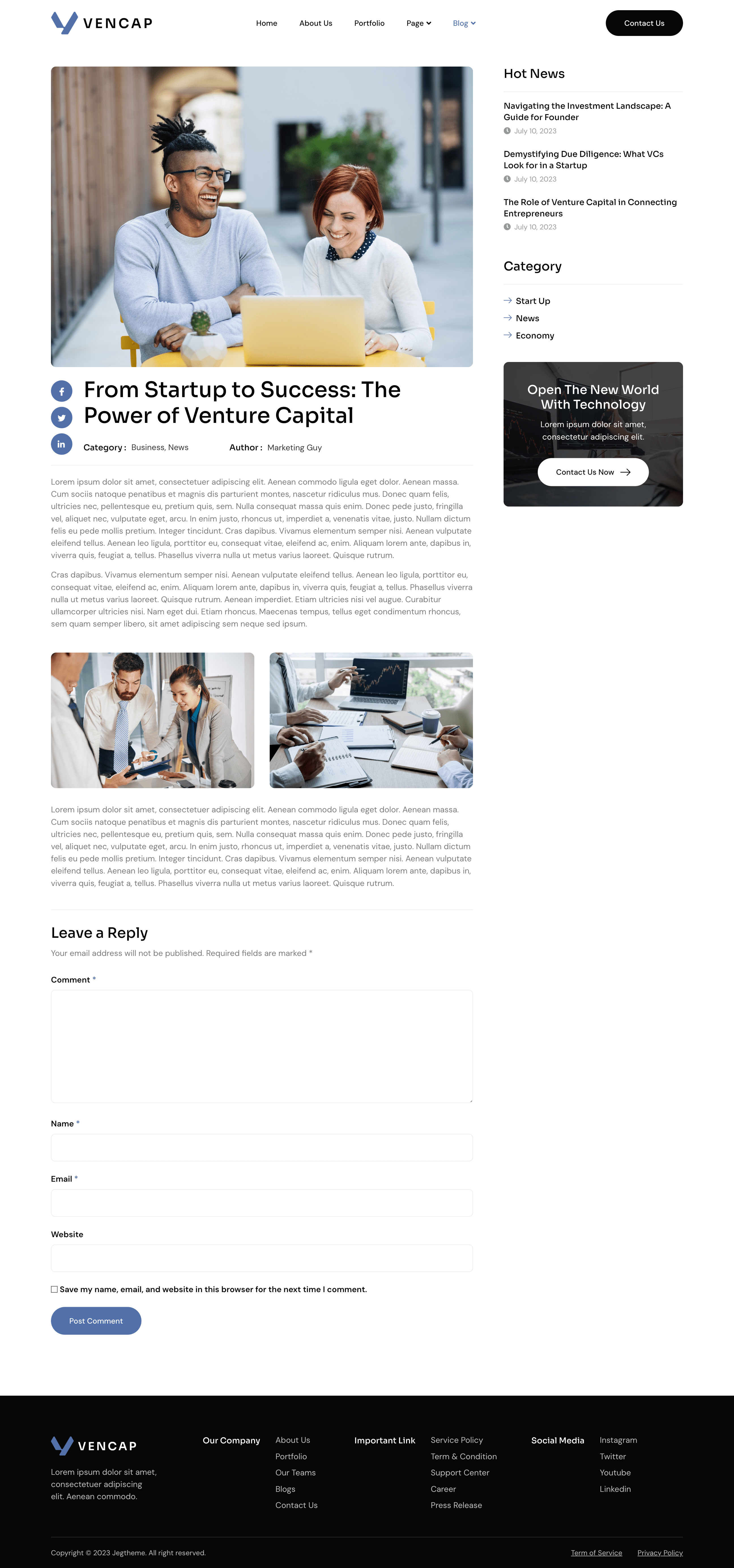 Vencap – Venture Capital & Investment Elementor Template Kit by jegtheme