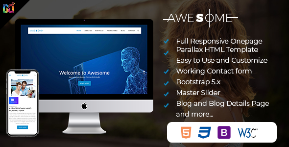 Awesome - Bootstrap Responsive HTML Template by multipurposethemes
