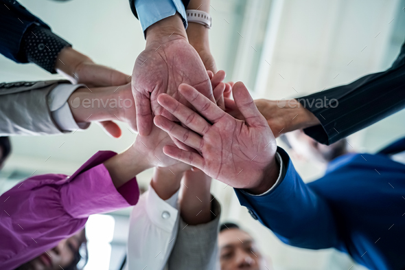 Teamwork and unity. Hands join together as unity’s team Stock Photo by ...