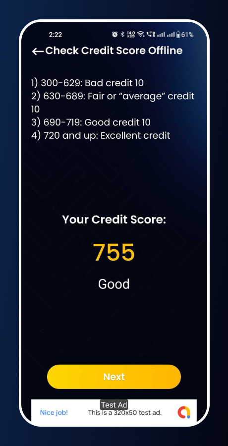 CIBIL Score - Credit Score Generator - Admob Ads - Android by VocsyInfotech