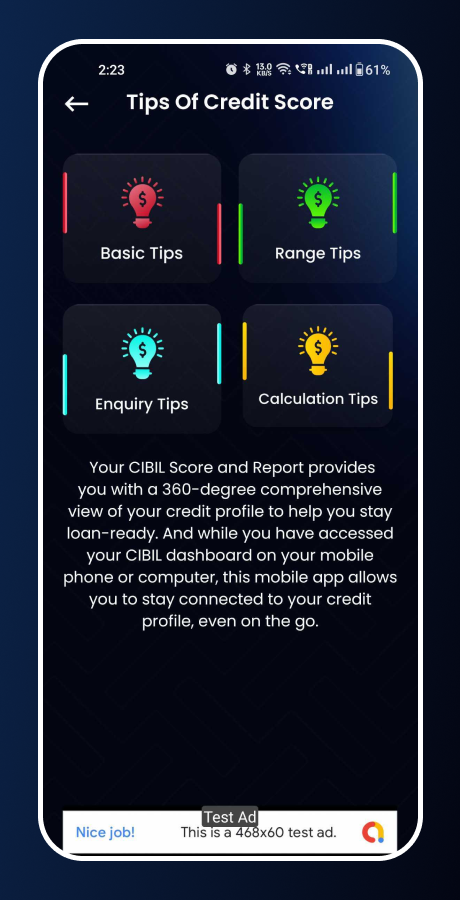 CIBIL Score - Credit Score Generator - Admob Ads - Android by VocsyInfotech