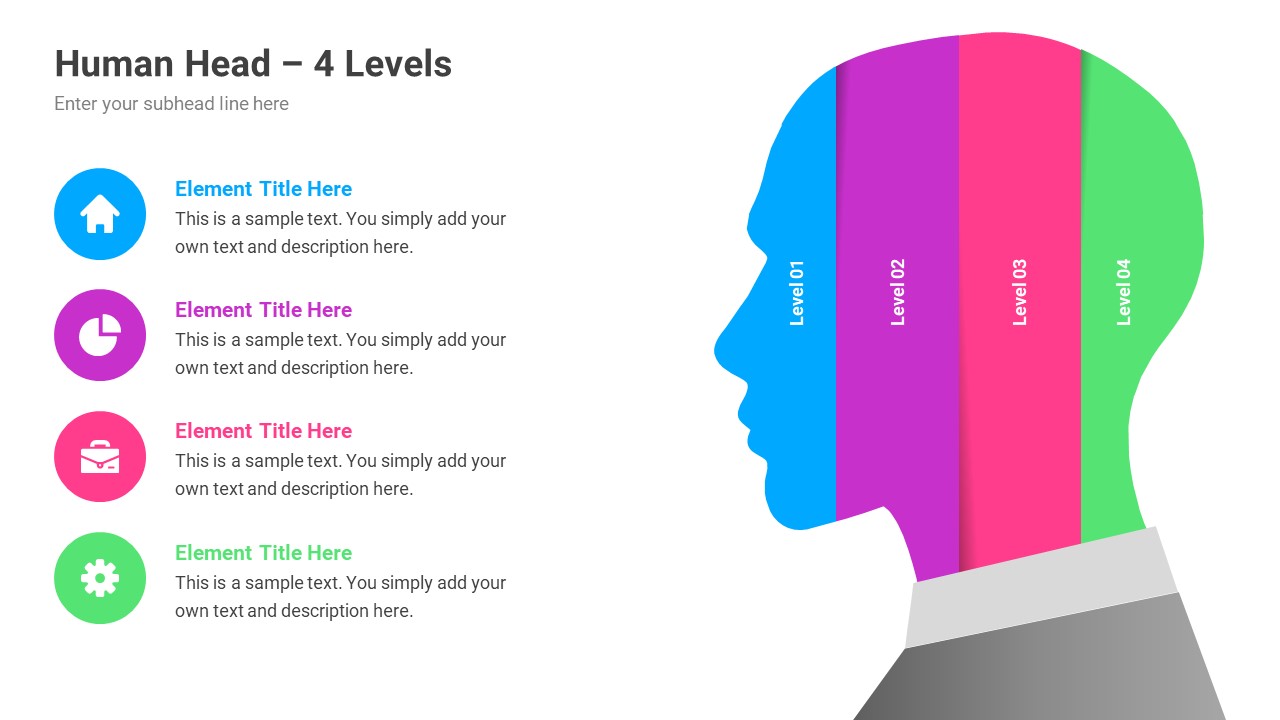 Human Head Infographics PowerPoint Template Designs, Presentation Templates