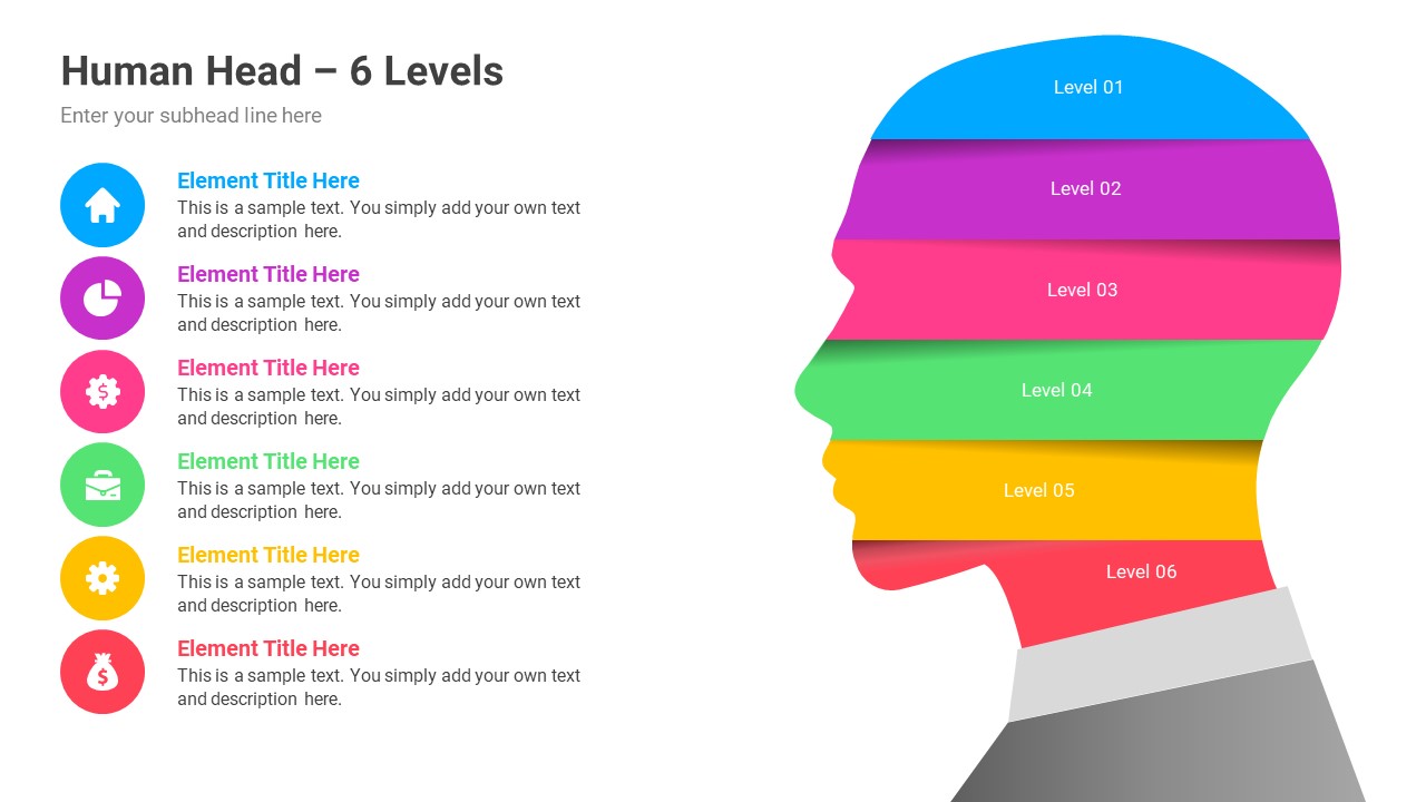 Human Head Infographics PowerPoint Template Designs, Presentation Templates