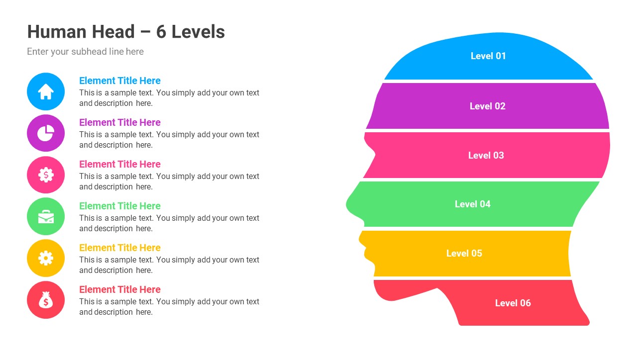 Human Head Infographics PowerPoint Template Designs, Presentation Templates