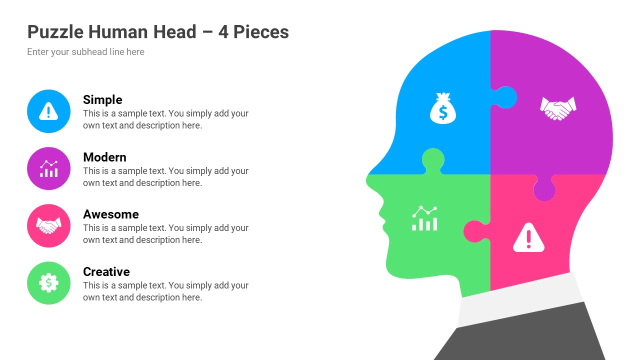 Human Head Infographics PowerPoint Template Designs, Presentation Templates