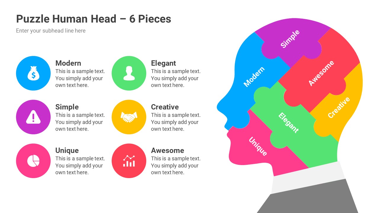 Human Head Infographics PowerPoint Template Designs, Presentation Templates