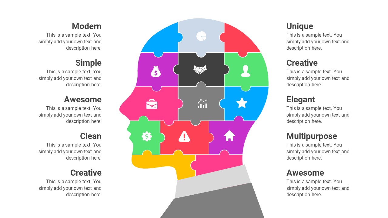 Human Head Infographics PowerPoint Template Designs, Presentation Templates
