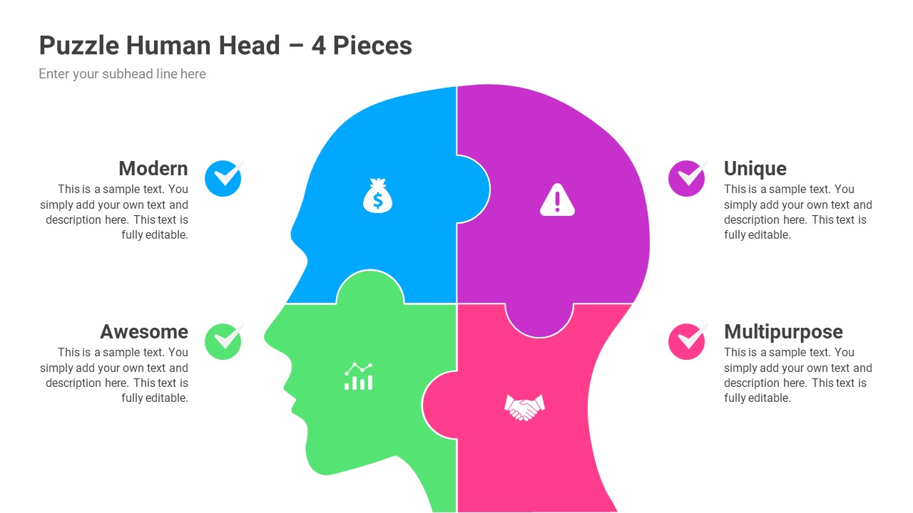Human Head Infographics PowerPoint Template Designs, Presentation Templates